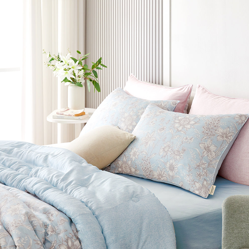 Abigail Hanji Modal Flower Comforter Set(All-Season) - Blue