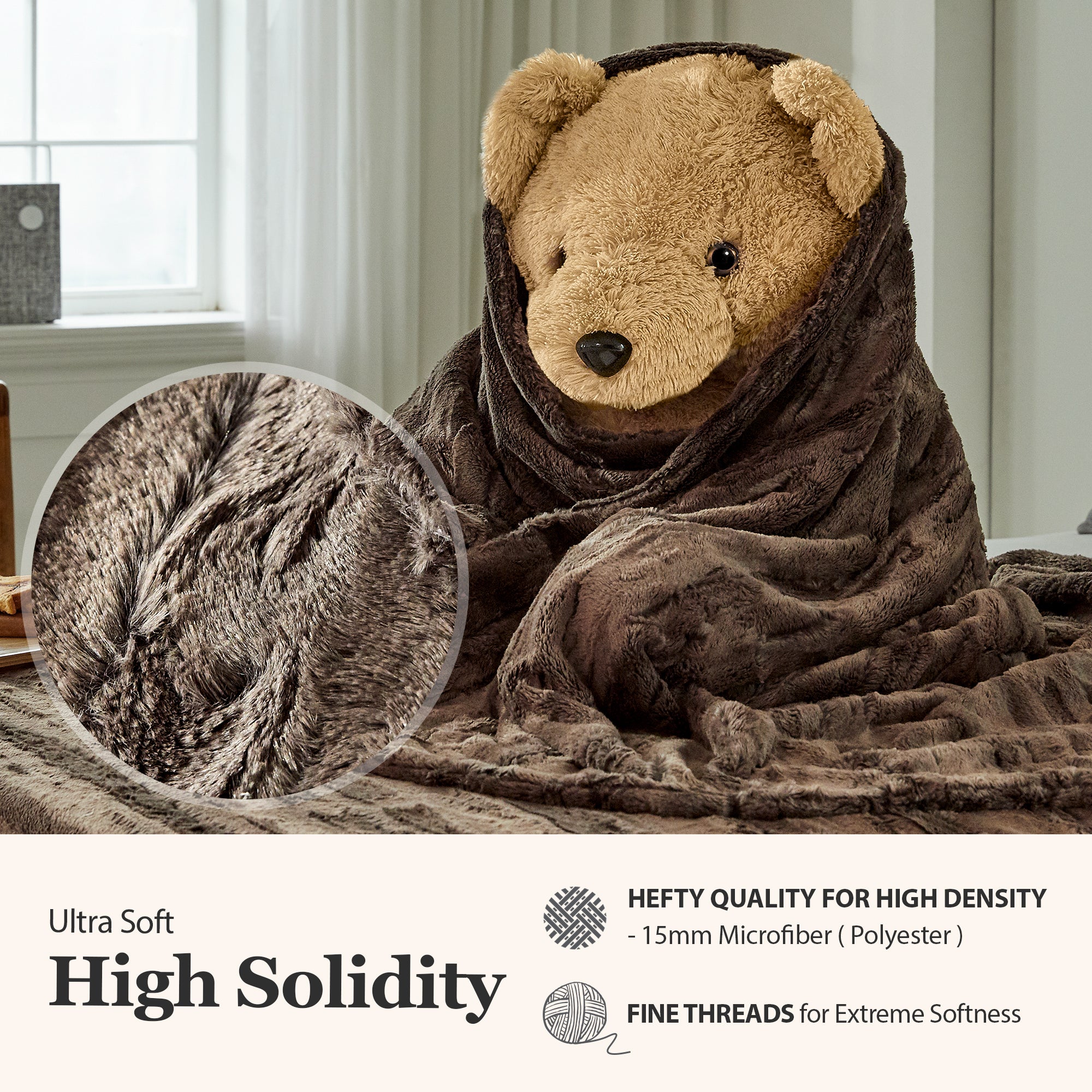 Premium Faux Fur Minky Blanket - Dark Brown