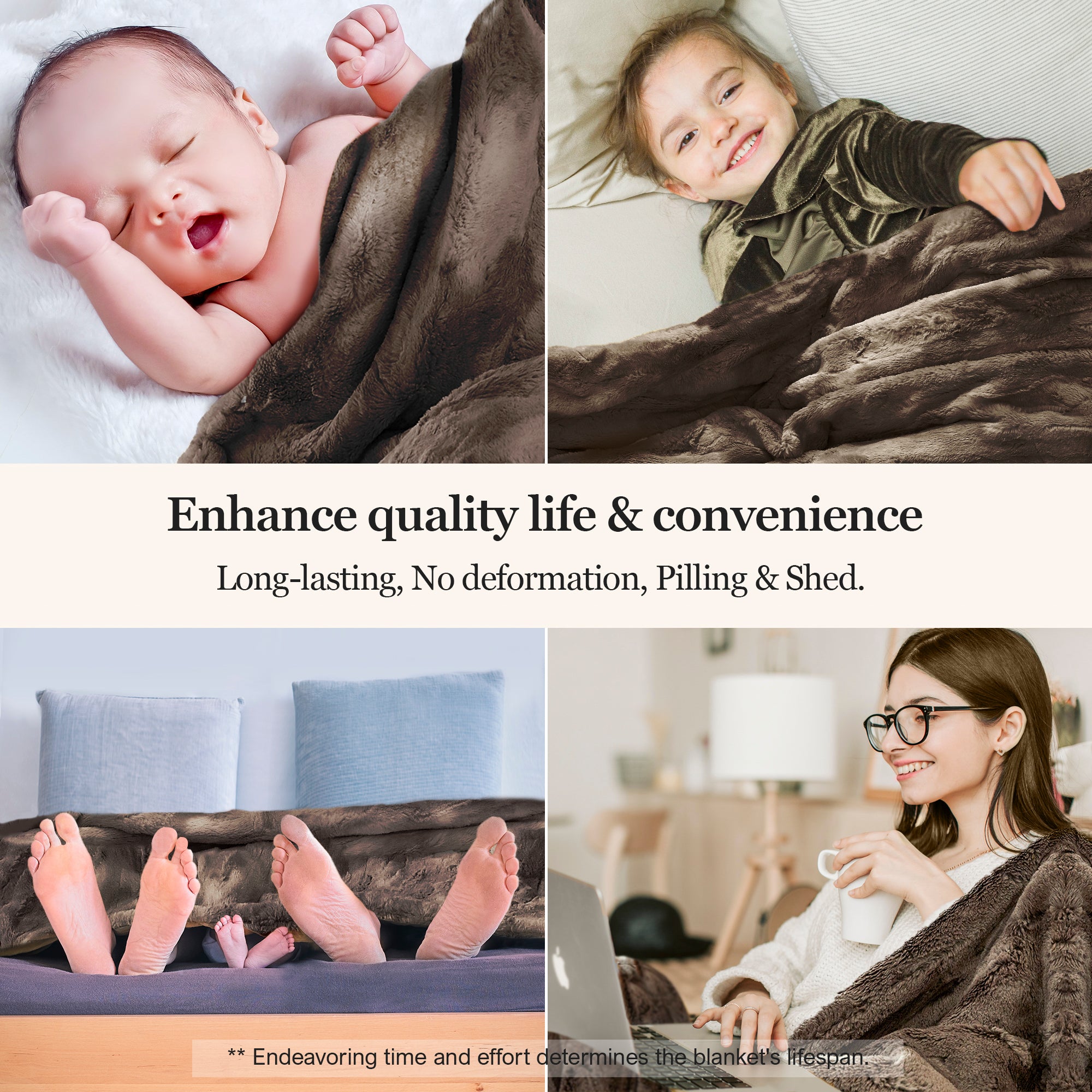 Premium Faux Fur Minky Blanket - Dark Brown