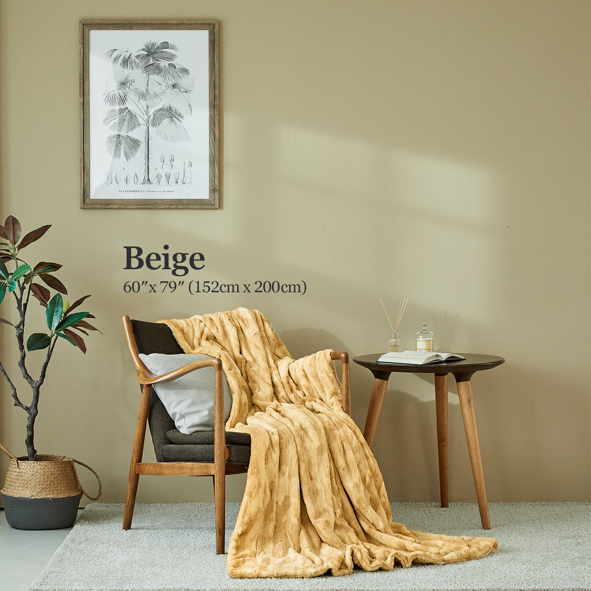 Premium Faux Fur Minky Blanket - Beige