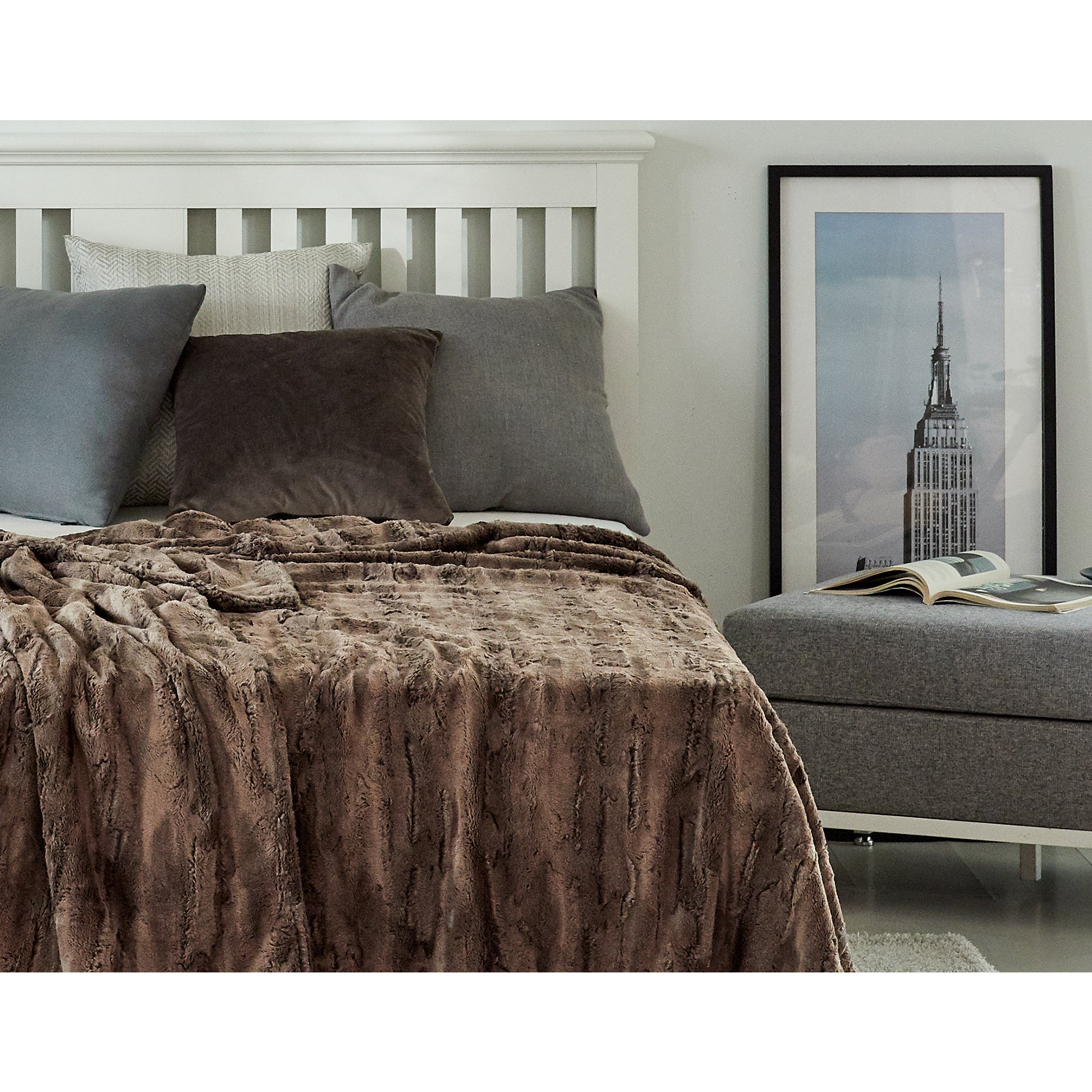 Premium Faux Fur Minky Blanket - Dark Brown