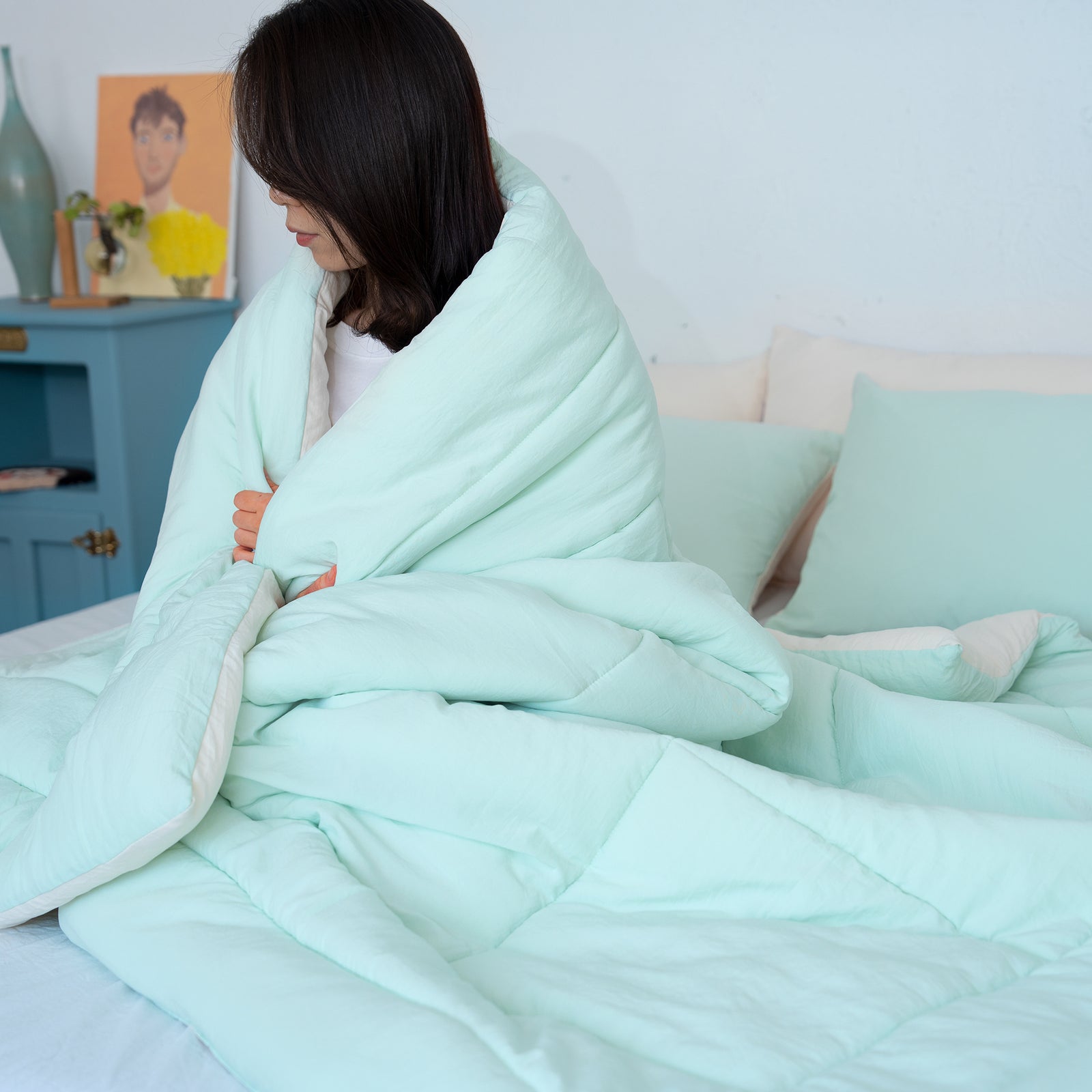 Semi-Microfiber Cloud Comforter - Mint