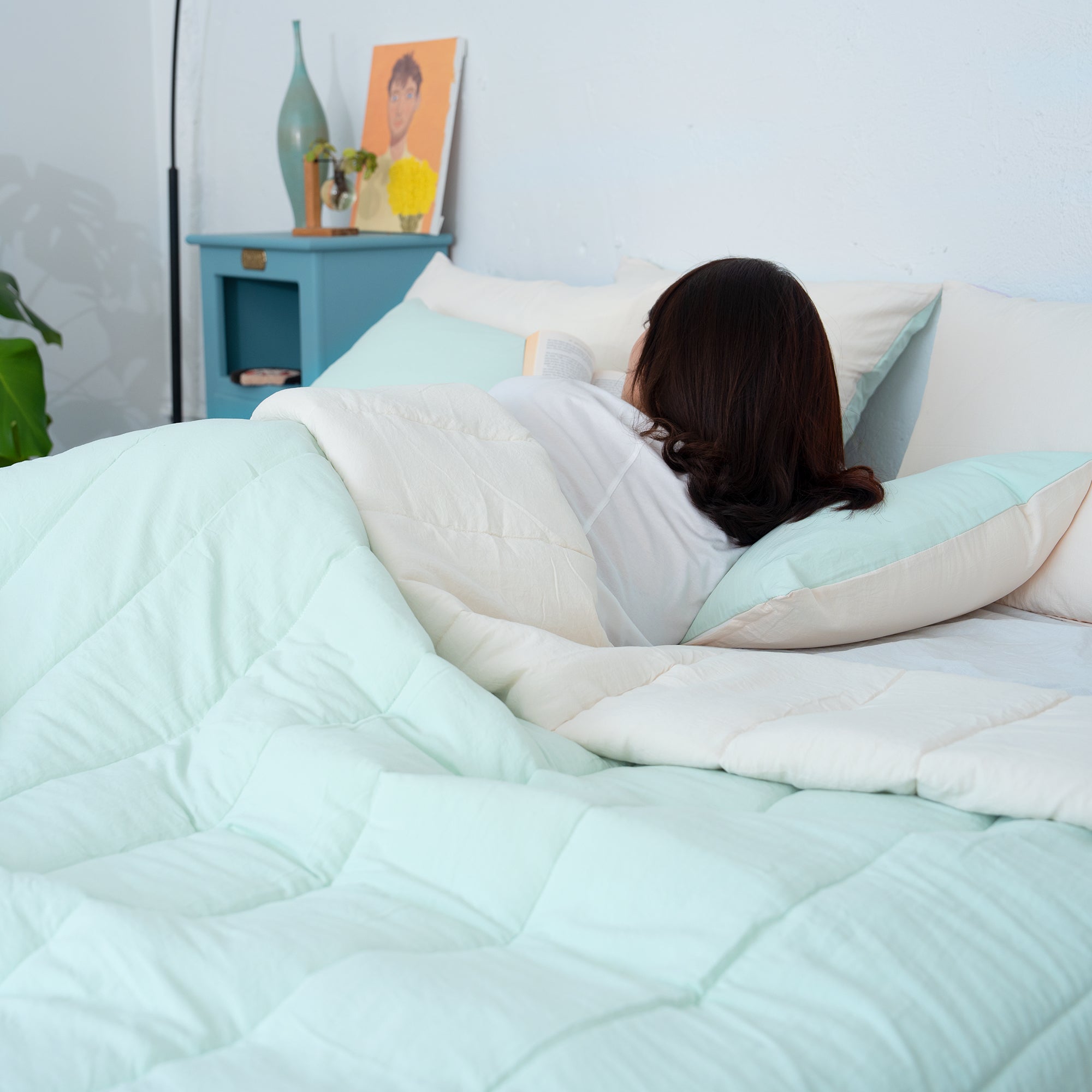 Semi-Microfiber Marshmallow Comforter - Mint