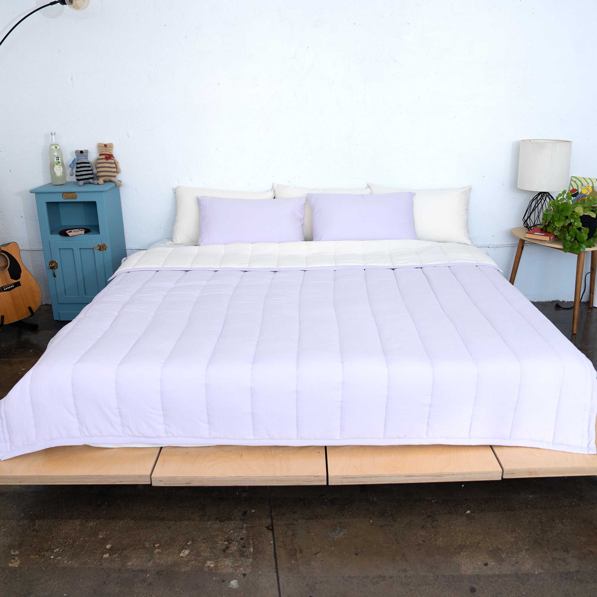 Semi-Microfiber Marshmallow Comforter - Violet & Violet/Cream