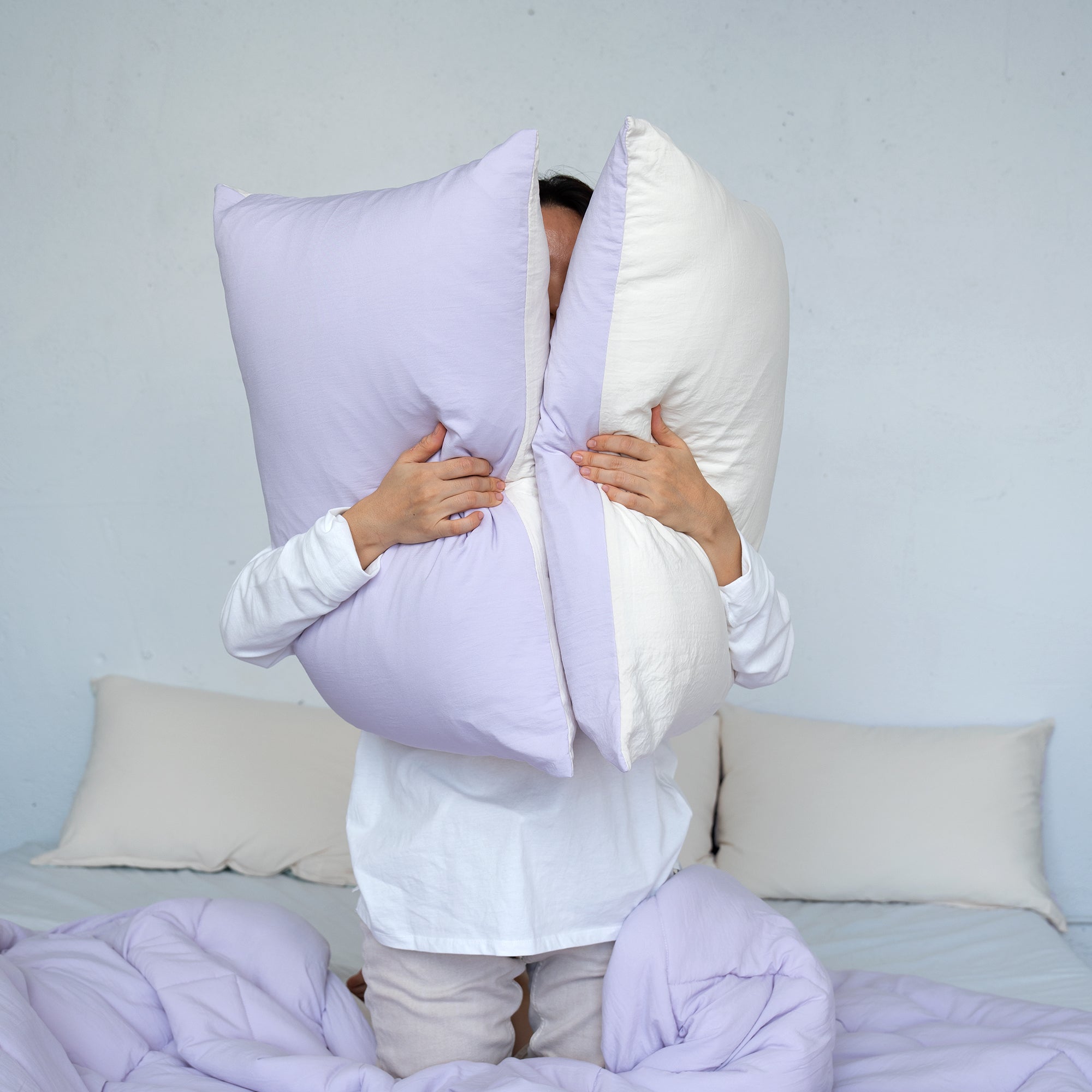 Semi-Microfiber Marshmallow Comforter - Violet & Violet/Cream